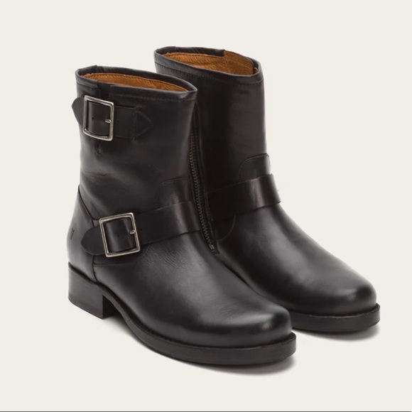 Frye | Shoes | Frye Vicky Engineer Black Moto Ankle Boots 65 | Poshmark